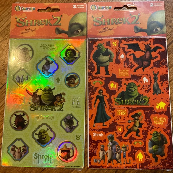 sandy lion | Other | Nip Sealed Packages Of Shrek Stickers | Poshmark